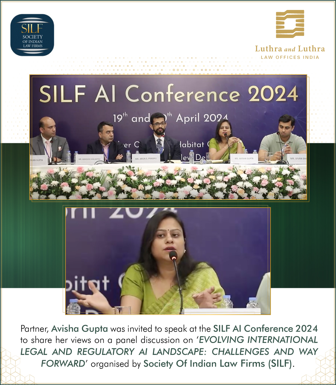 Partner, Avisha Gupta invited as a Speaker at the SILF AI Conference ...